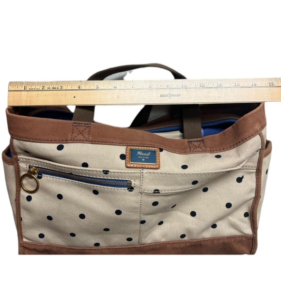 Fossil | Bags | Fossil Weekend Canvas Polka Dot Tote Bag | Poshmark